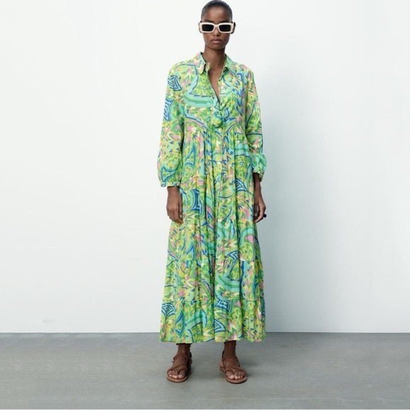 Zara | Dresses | Zara Multi Colored Tier Dress | Poshmark